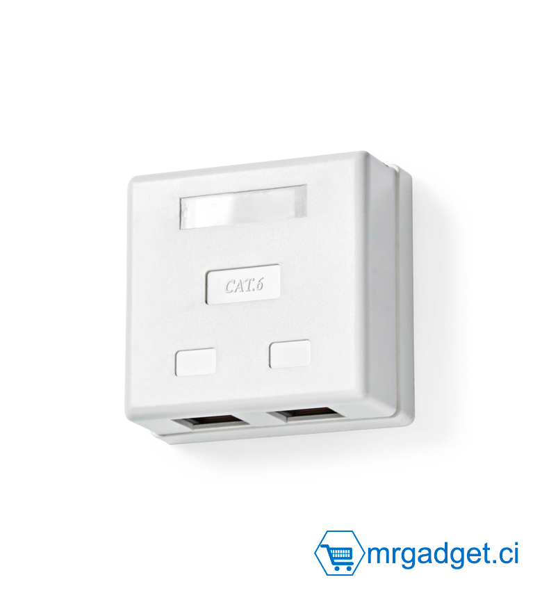 Prise Mural RJ45 UTP - Apparent - 2 Ports - Boîte murale réseau ...