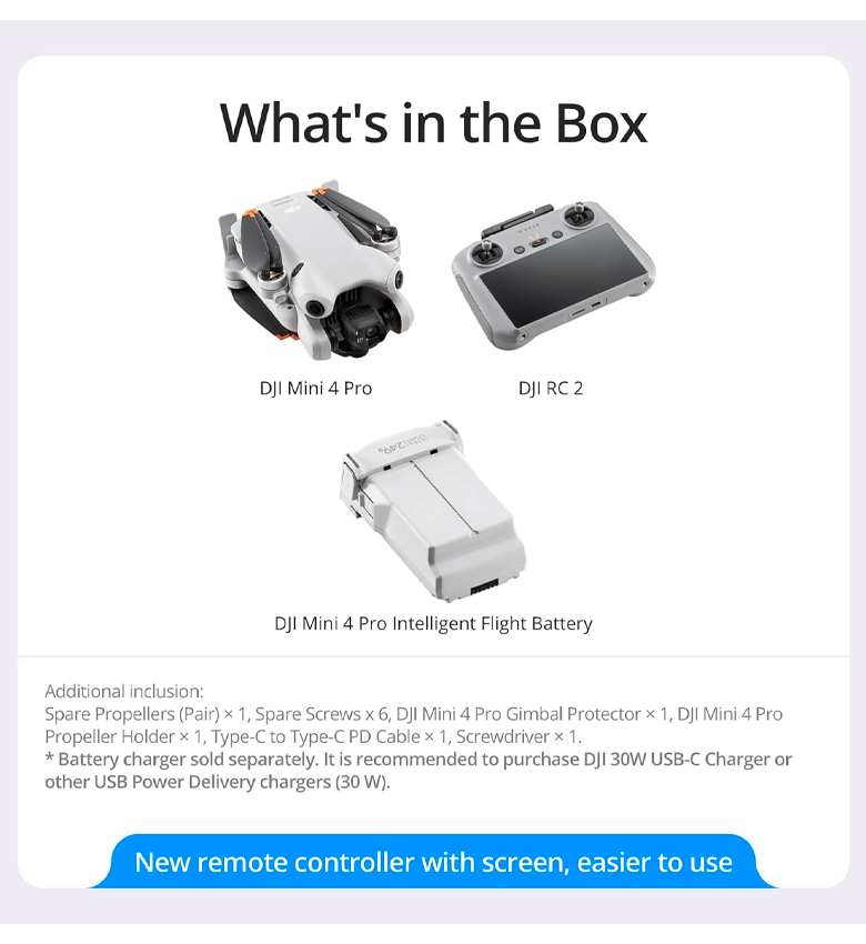 DJI Mini 4 Pro (DJI RC 2), mini-drone pliable avec caméra vidéo 4K HDR ...